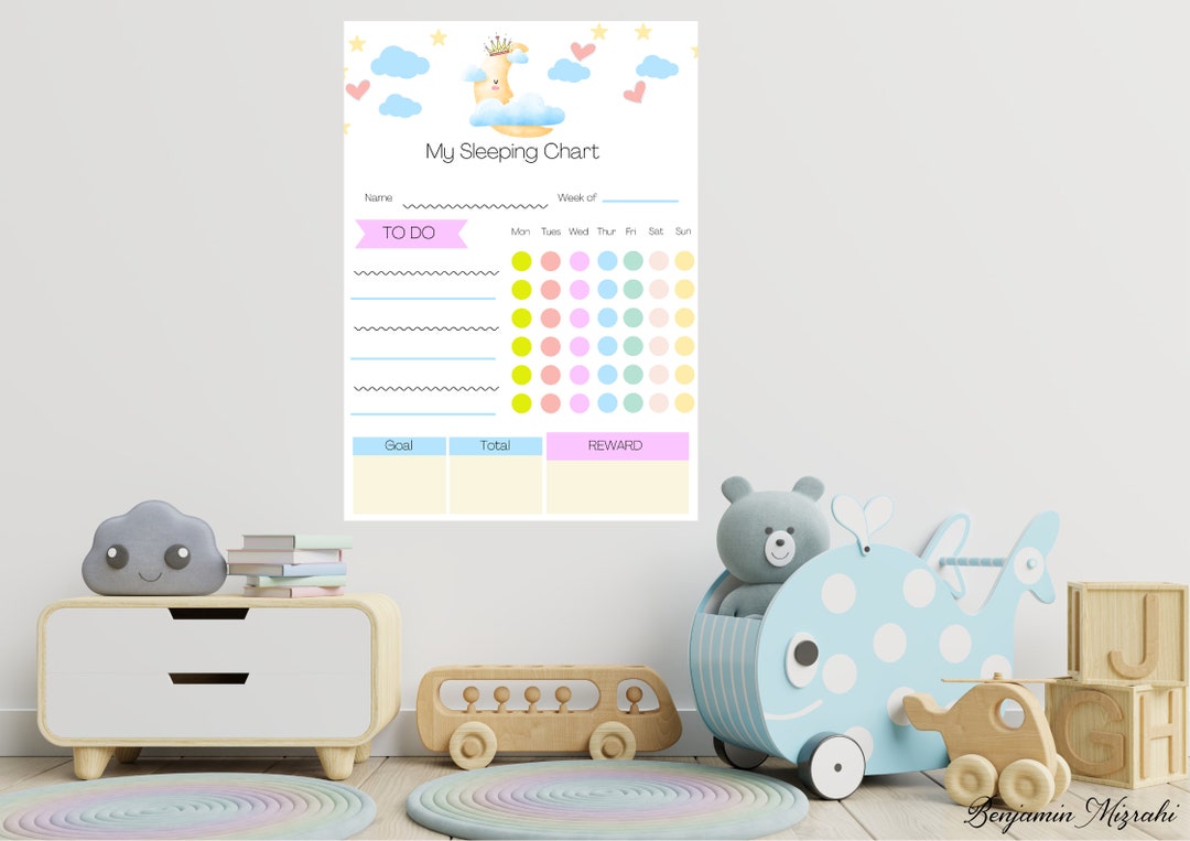 Sleeping Chart for Kids, Toddlers and Preschoolers Kids Bedtime Chart ...