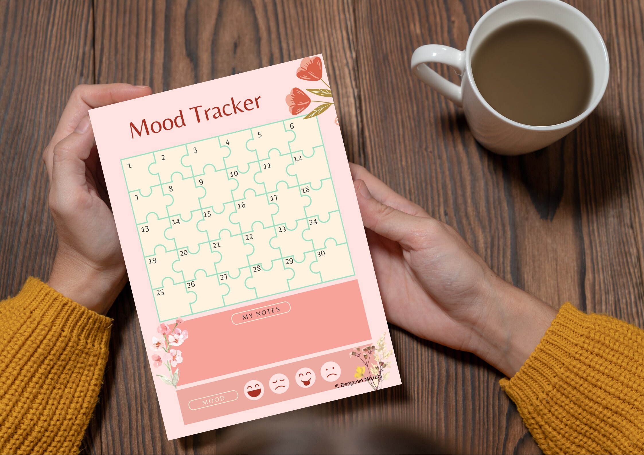 Printable Mood Tracker Chart Template, Daily Mood Tracker Pages for ...