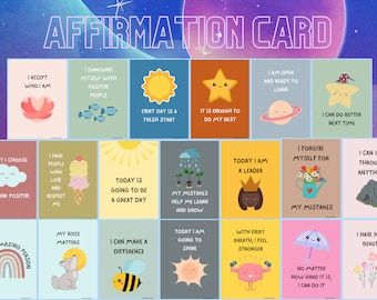 Printable Children's Positive Affirmation Cards Set of 32 Kids ...