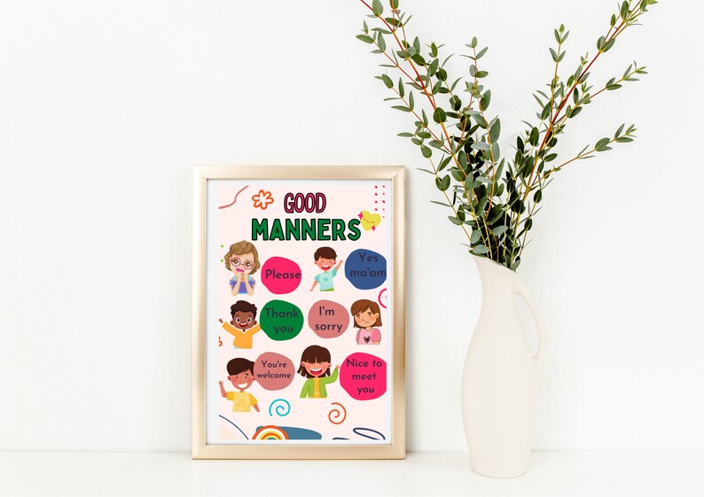 Good Manners Simple Illustration Poster Good Behavior Poster Printable ...