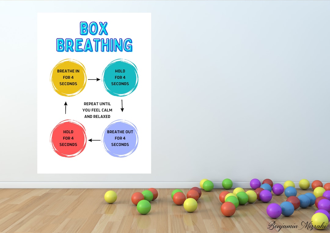 Box Breathing Counseling Poster Therapy Office Decor School - Etsy