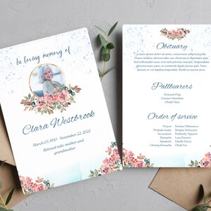 Editable Funeral Program Template, Floral Memorial Program, Memorial ...