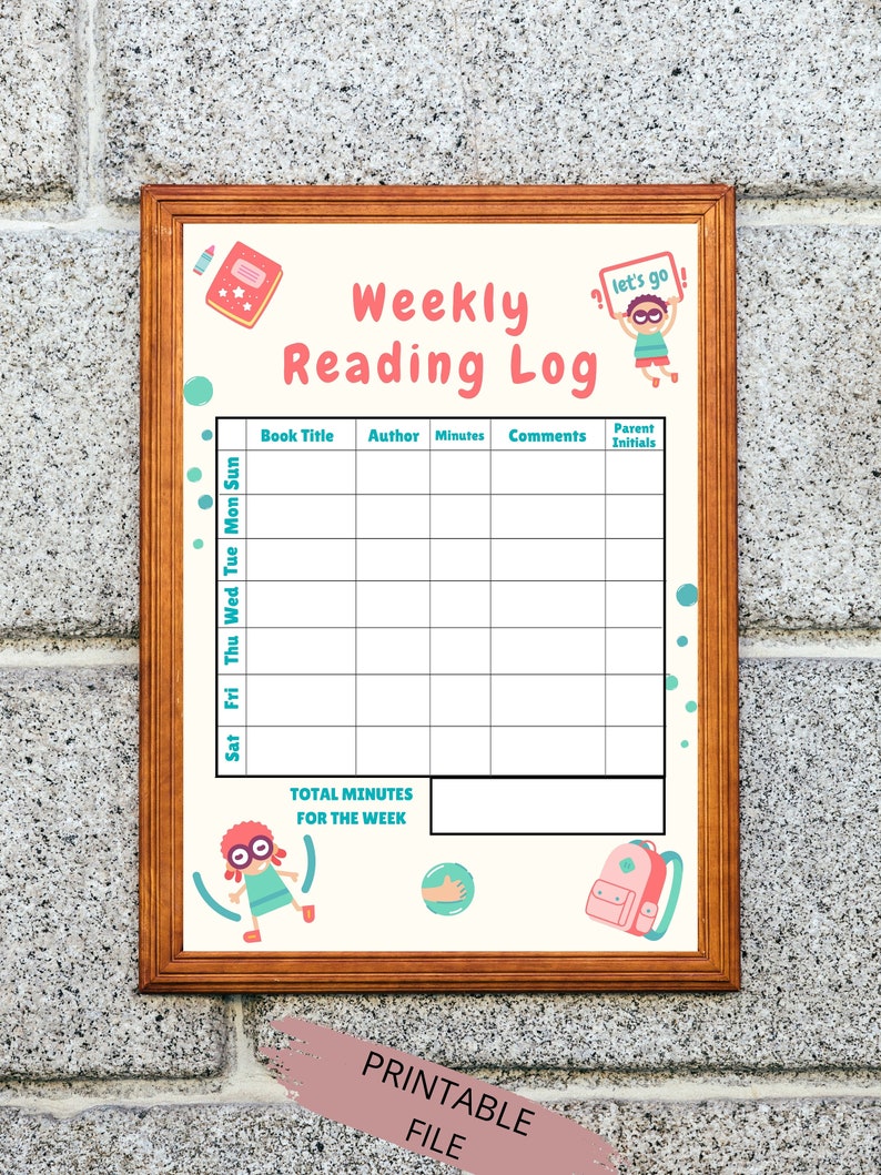 Kids Reading Log Printable, Printable Reading Log for Kids, Reading Log ...
