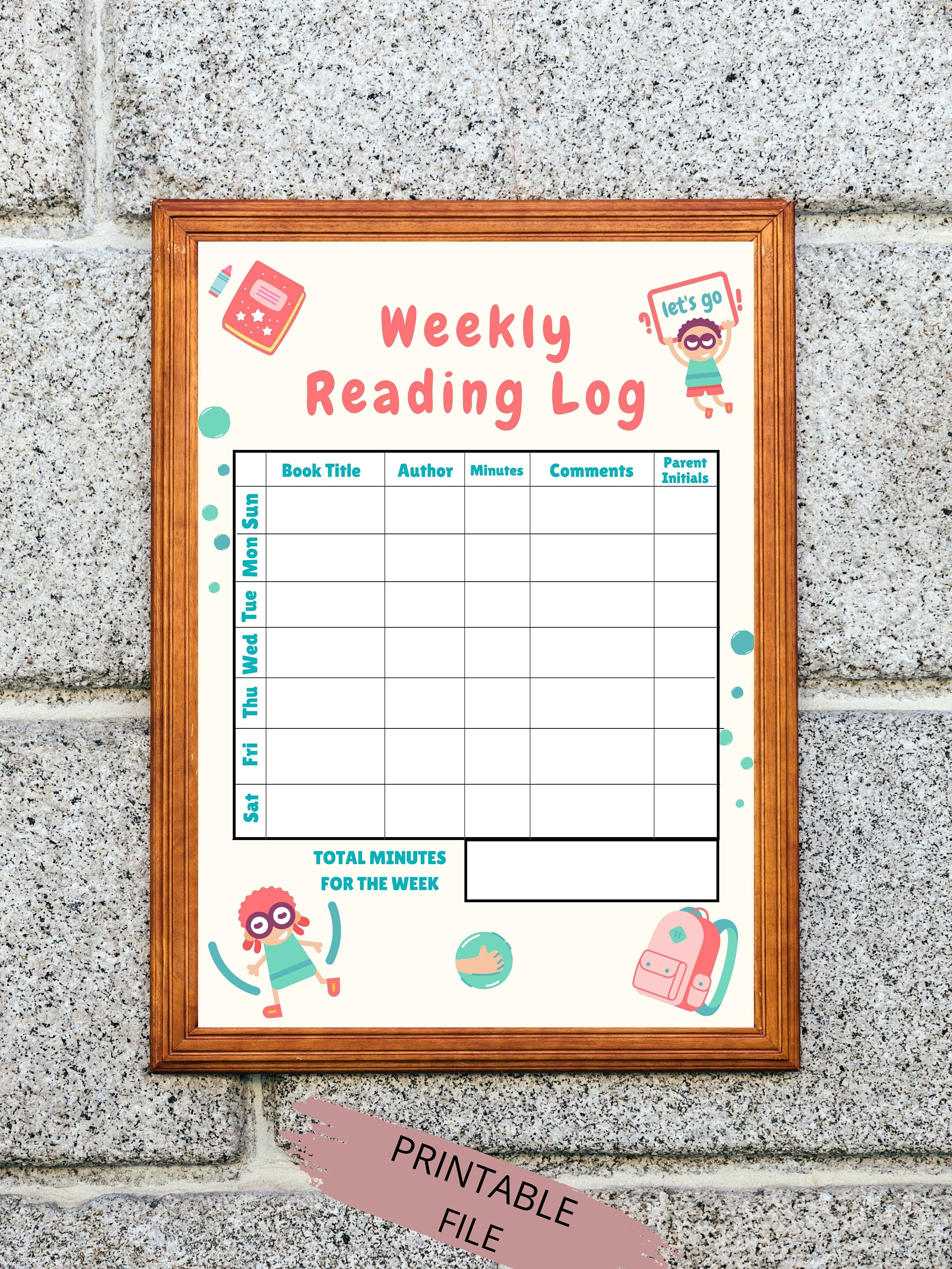Kids Reading Log Printable, Printable Reading Log for Kids, Reading Log ...