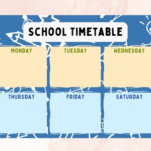 School Timetable Printable Student Planner Back to School Weekly ...