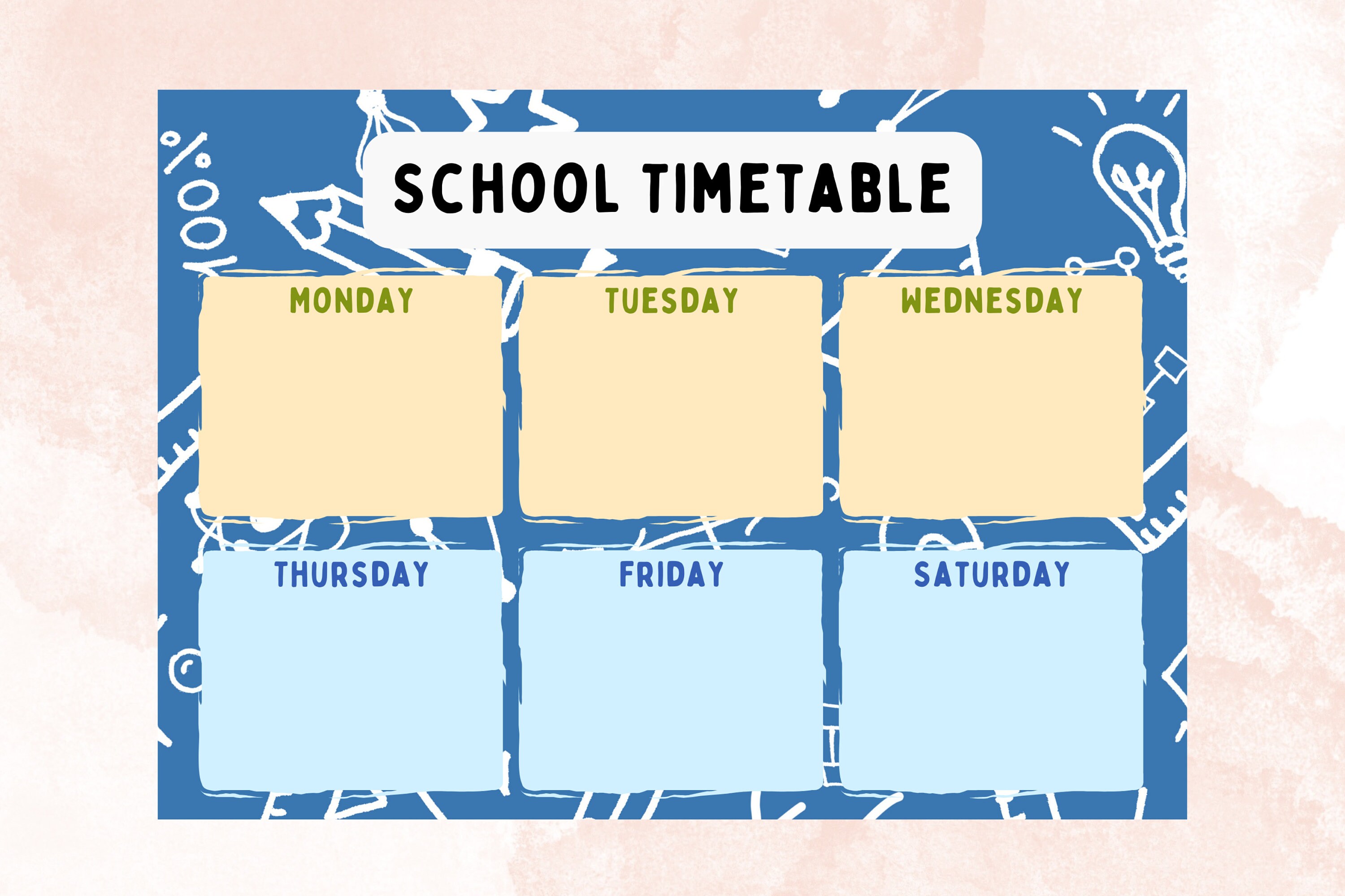 School Timetable Printable Student Planner Back to School Weekly ...