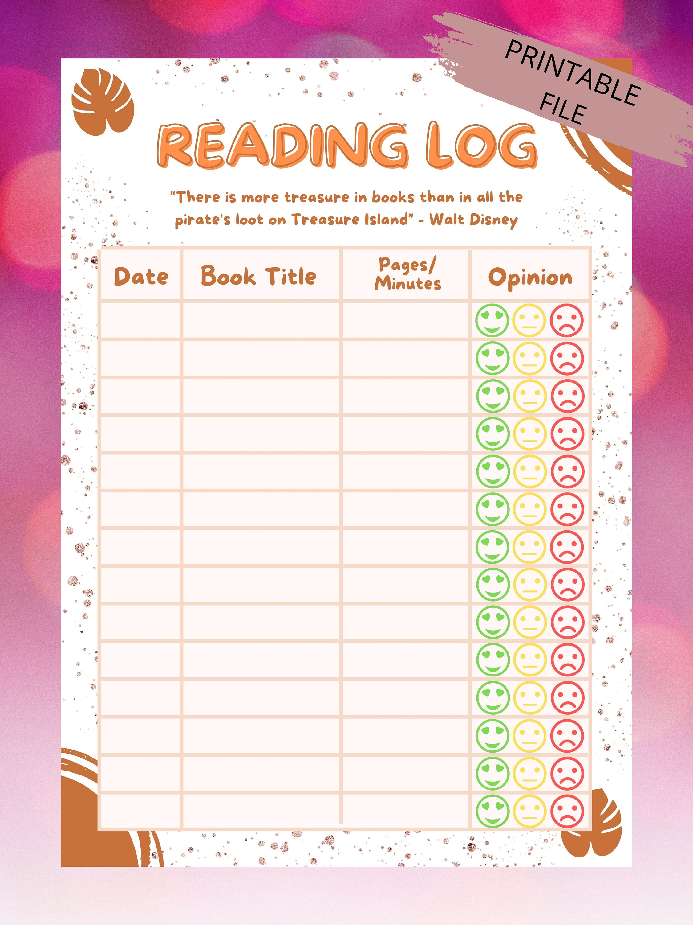 Kids Reading Log Printable, Printable Reading Log for Kids, Reading Log ...