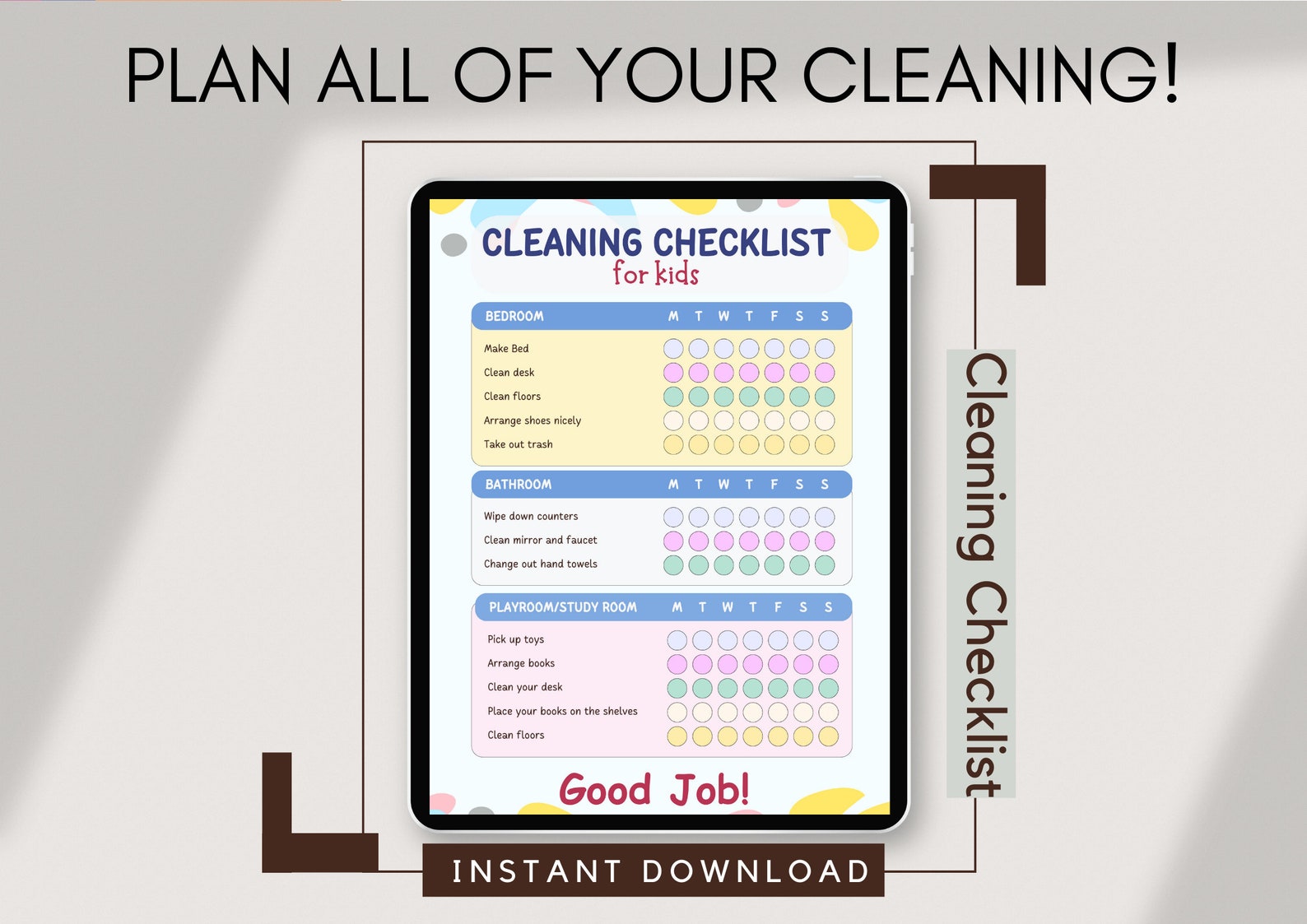 EDITABLE Cleaning Checklist for Kids, Cleaning Planner, Cleaning ...