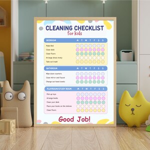 EDITABLE Cleaning Checklist for Kids, Cleaning Planner, Cleaning ...