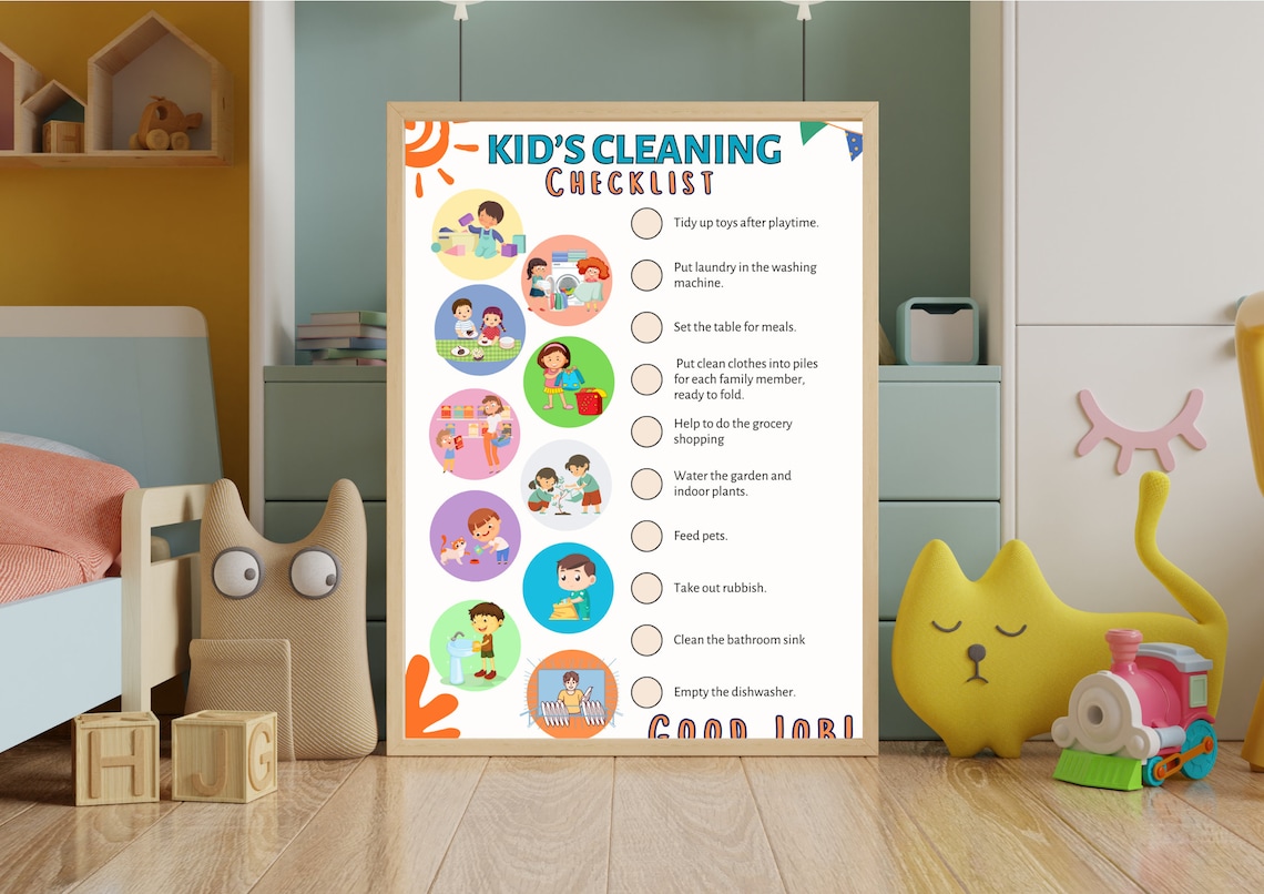 Kid's Cleaning Checklist Printable Cleaning Checklist Kids Cleaning ...