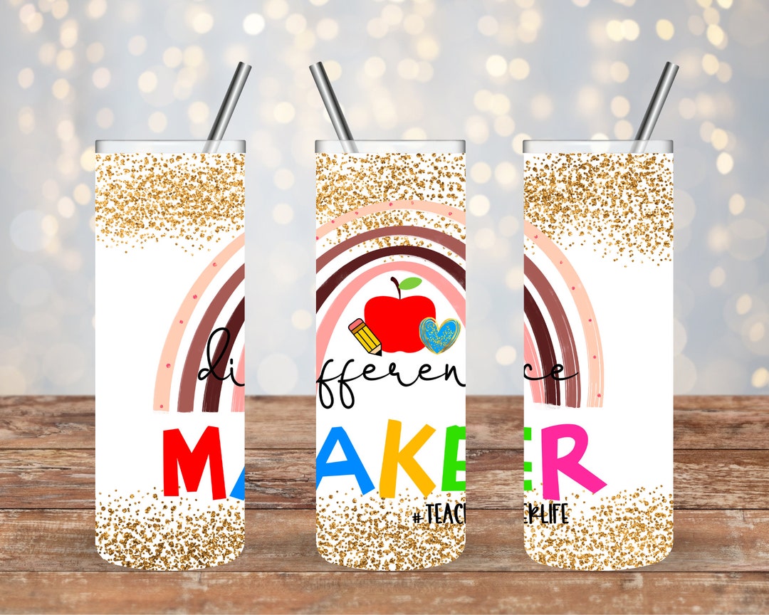 Teacher 20oz Sublimation Tumbler, Educators Pink Tumbler, Glitter ...