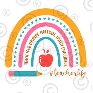 Teacher Life Rainbow PNG Sublimation Digital - Etsy