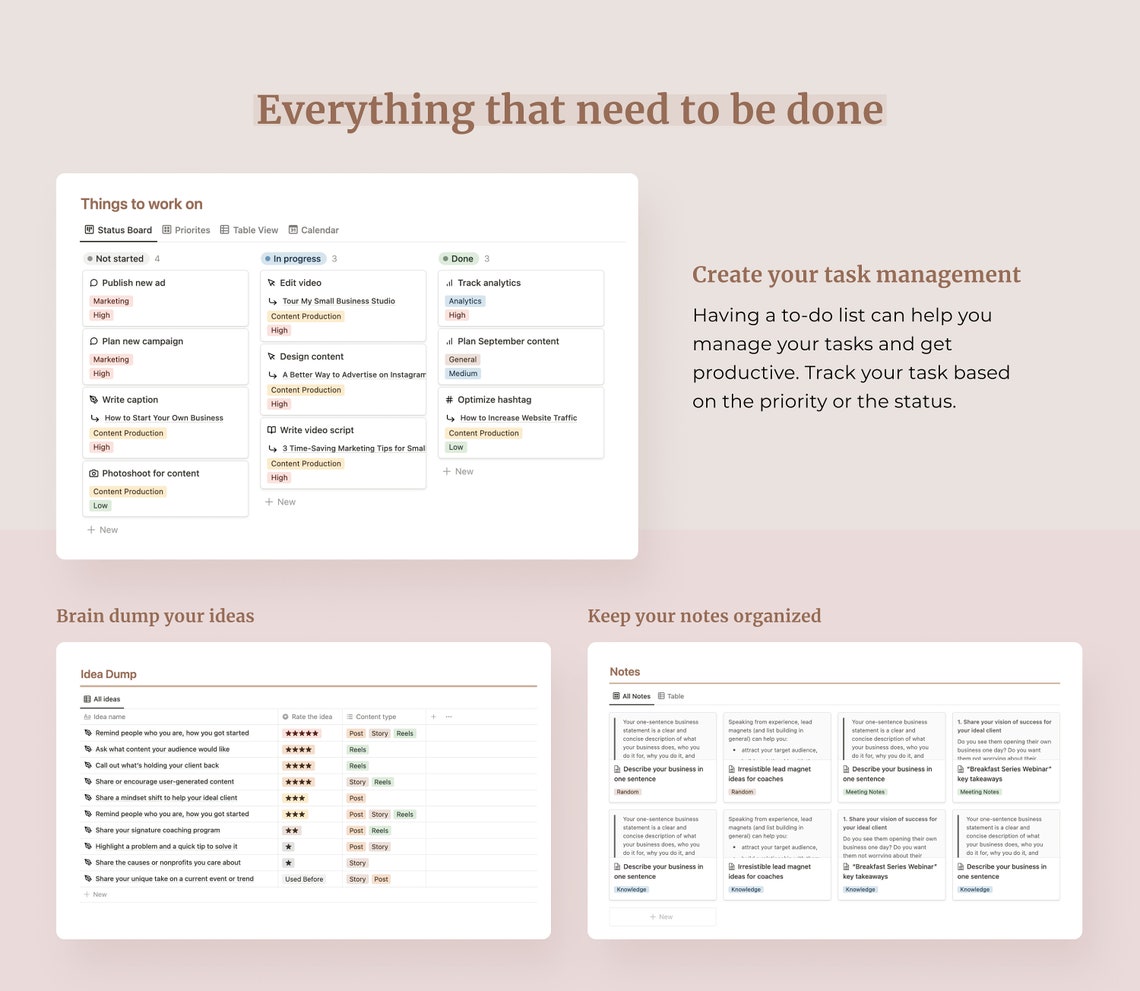Notion Template Instagram Content Planner Notion Social Media - Etsy