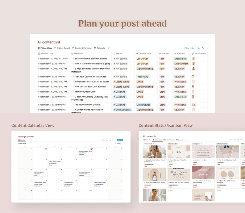 Notion Template Instagram Content Planner Notion Social Media - Etsy