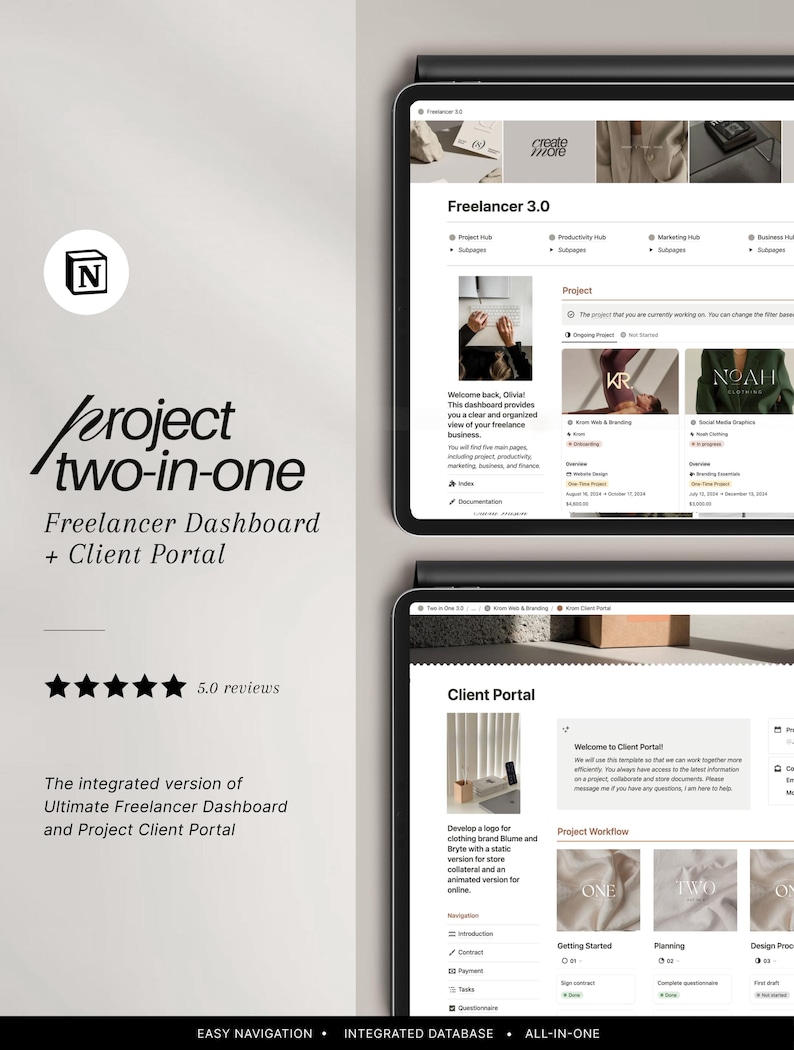 Notion Business Planner Template: Freelancer & Client Portal (project Management) - Etsy