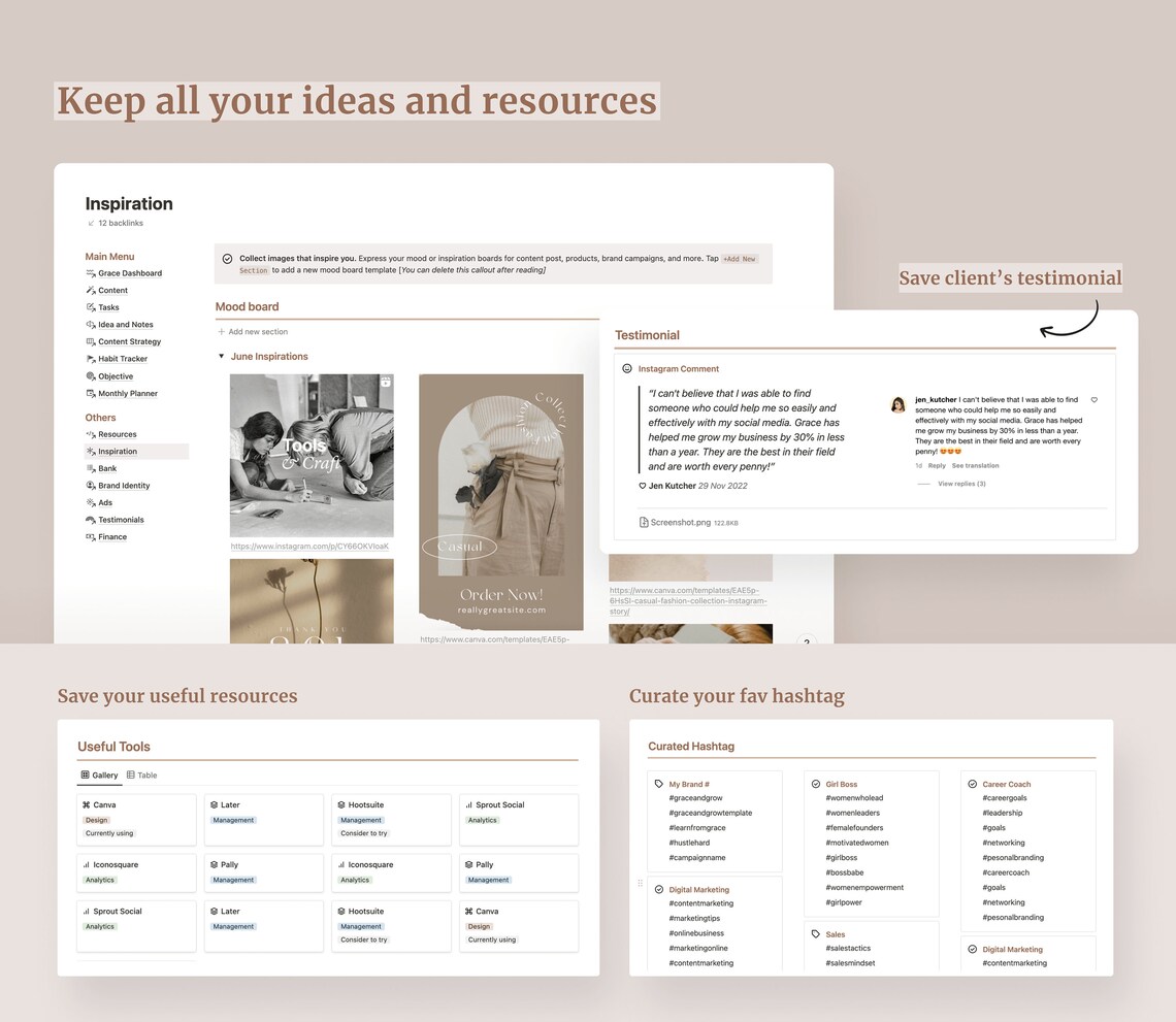 Notion Template Instagram Content Planner Notion Social Media - Etsy