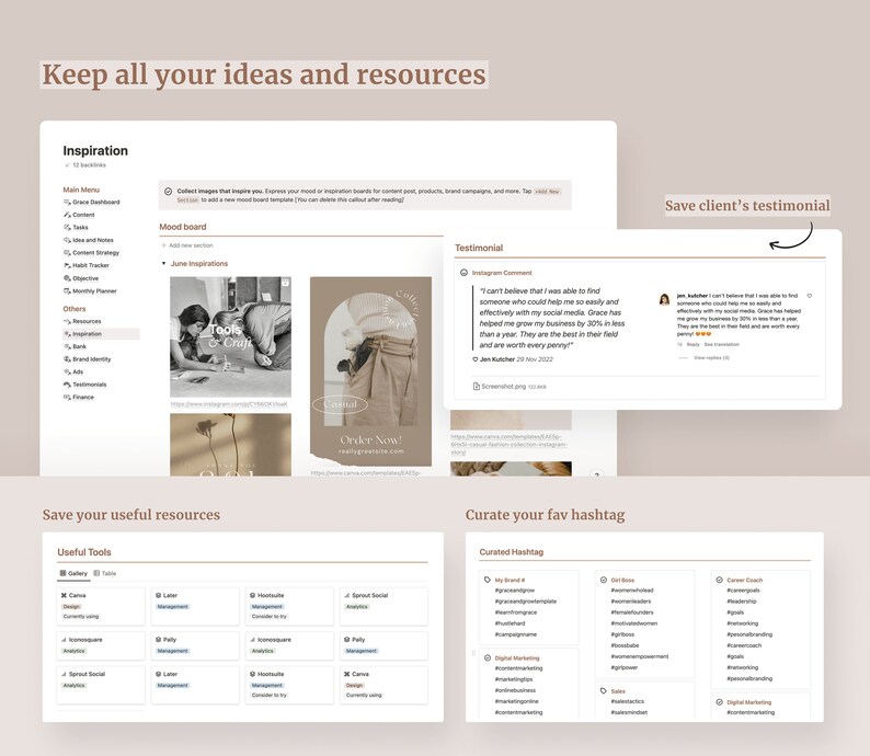 Notion Template Instagram Content Planner Notion Social Media - Etsy