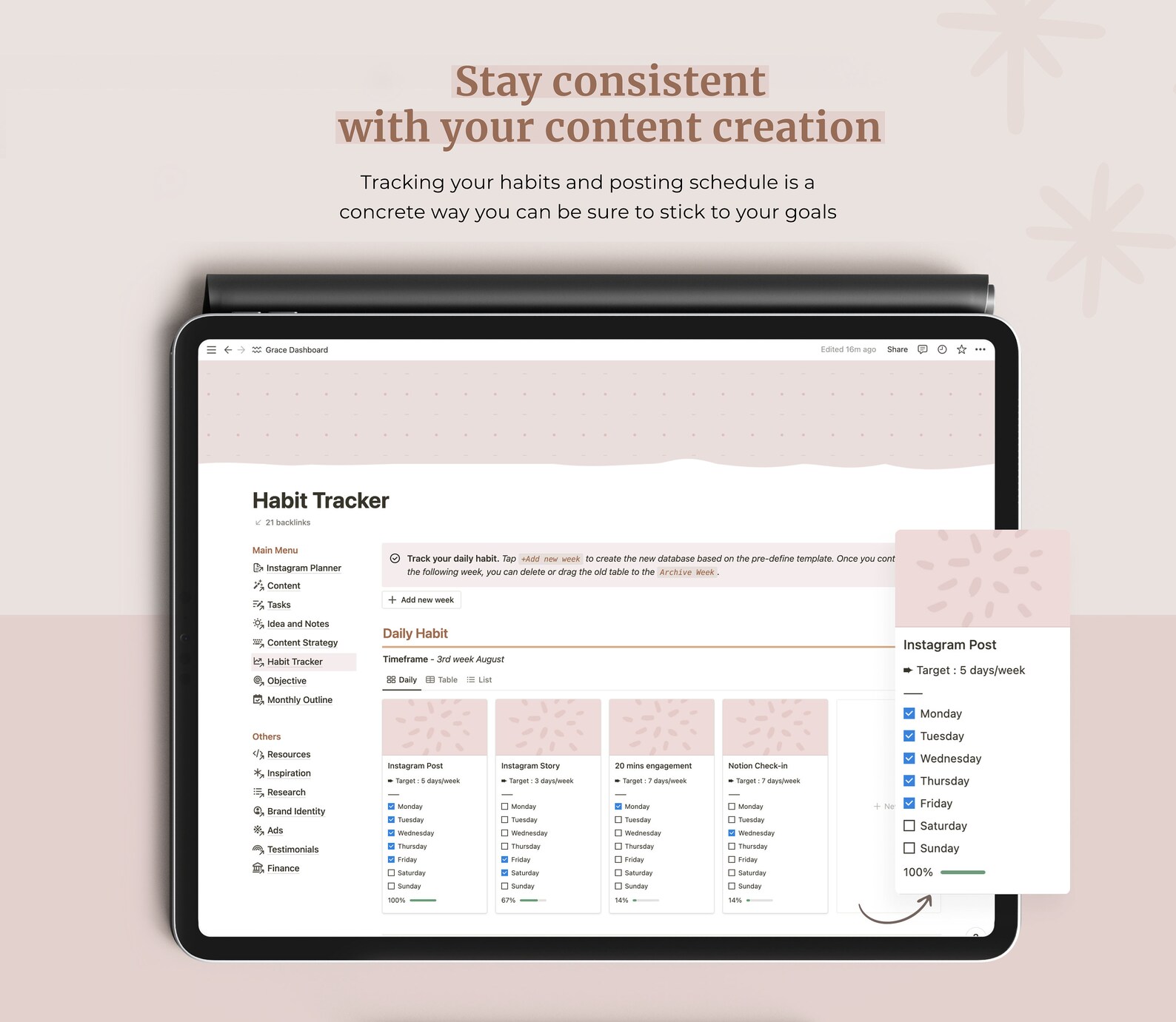 Notion Template Instagram Content Planner Notion Social Media - Etsy