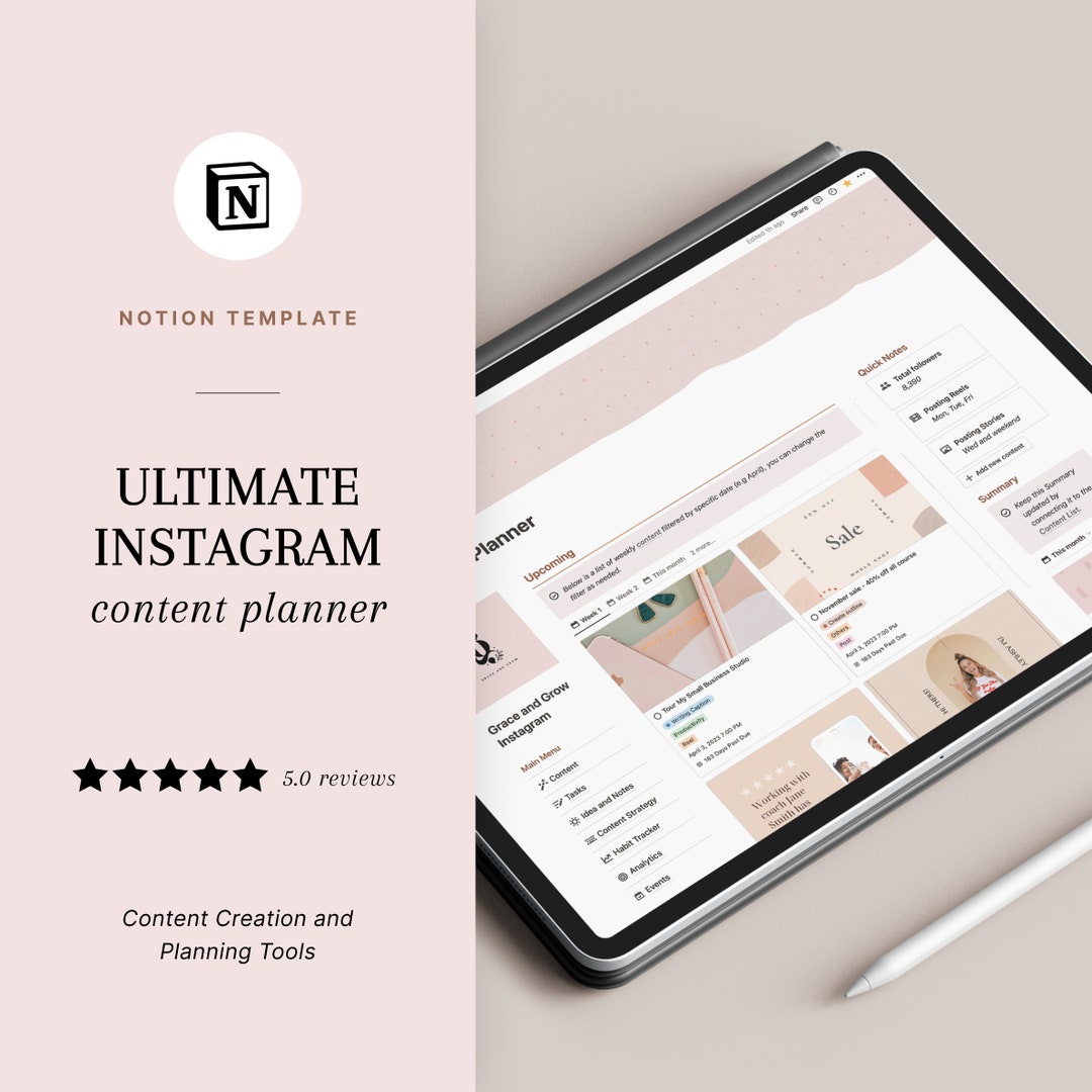 Notion Template Instagram Content Planner, Notion Social Media Planner ...