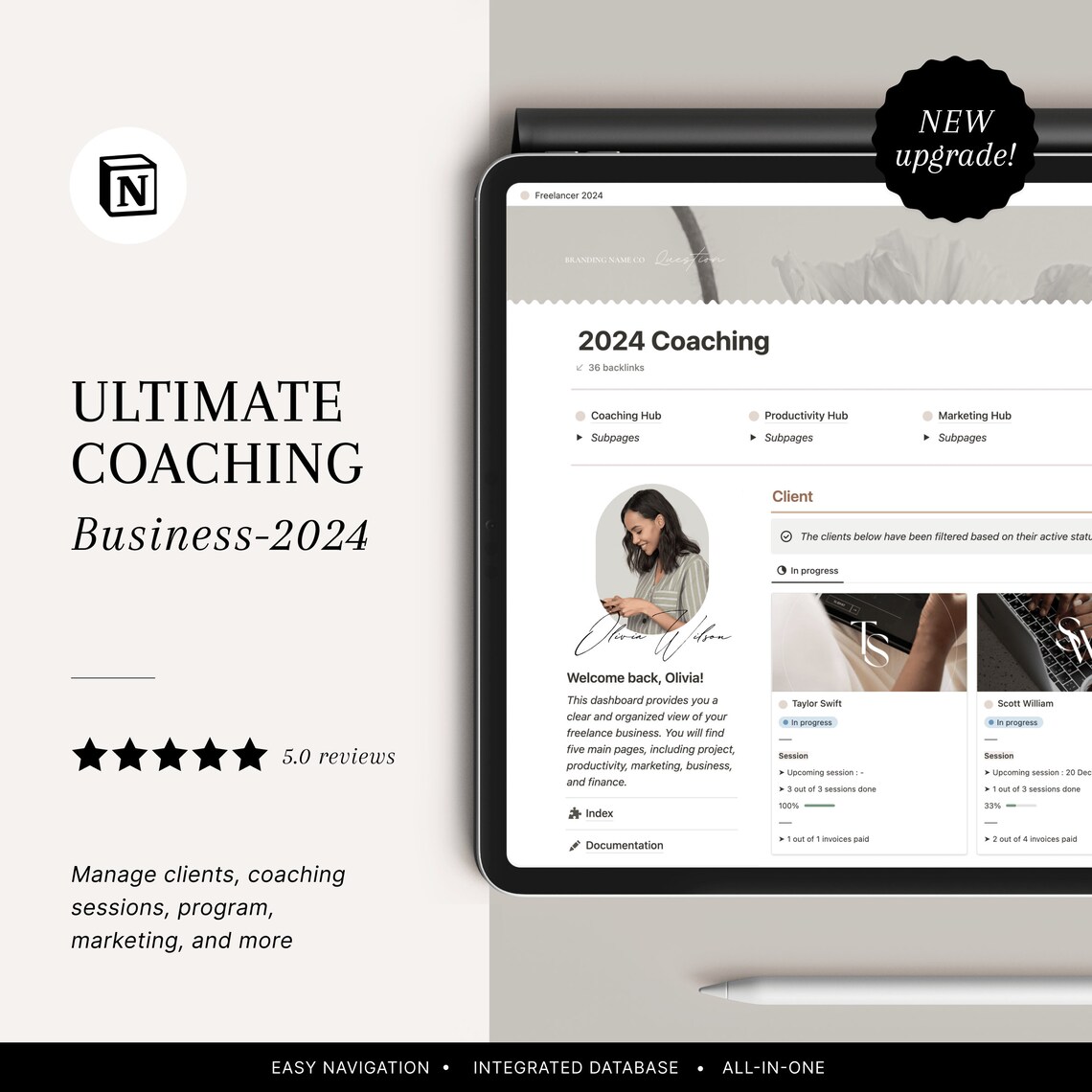 Notion Template Coaching Dashboard Coaching Business Tool - Etsy.de