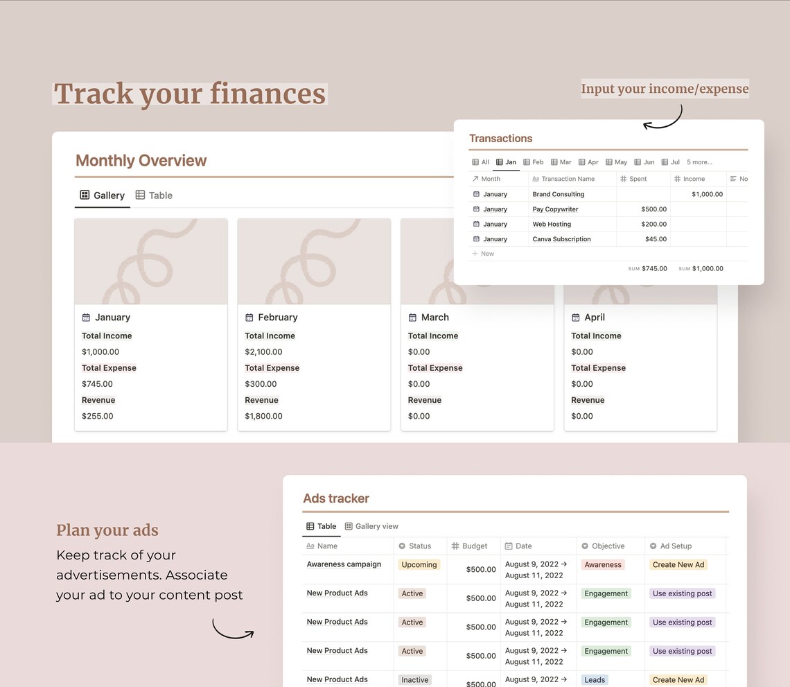 Notion Template Instagram Content Planner Notion Social Media - Etsy