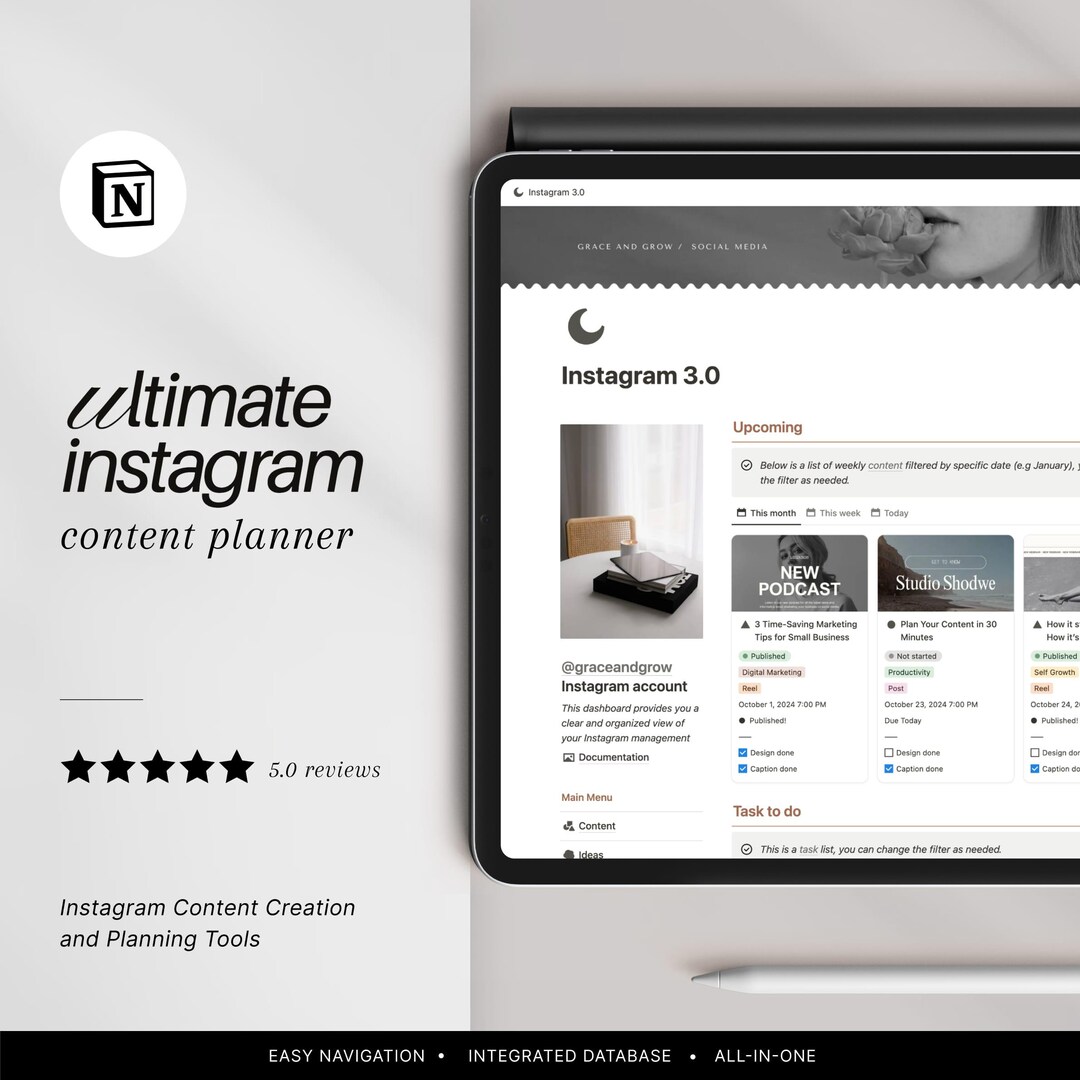 Notion Template: Instagram Content Planner, Social Media Calendar ...