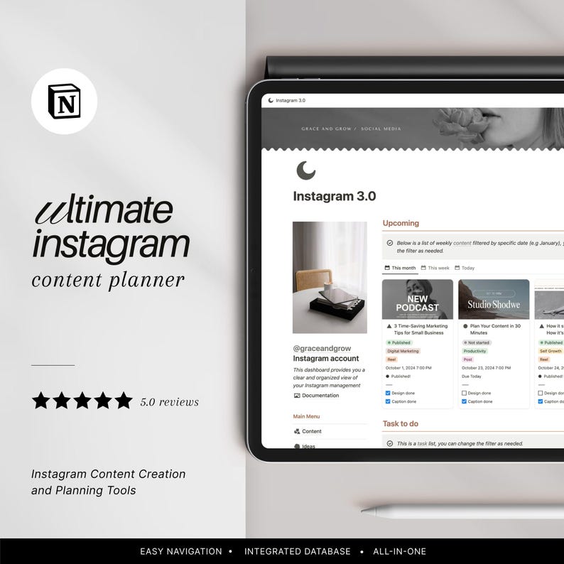 Notion Template: Instagram Content Planner, Social Media Calendar ...
