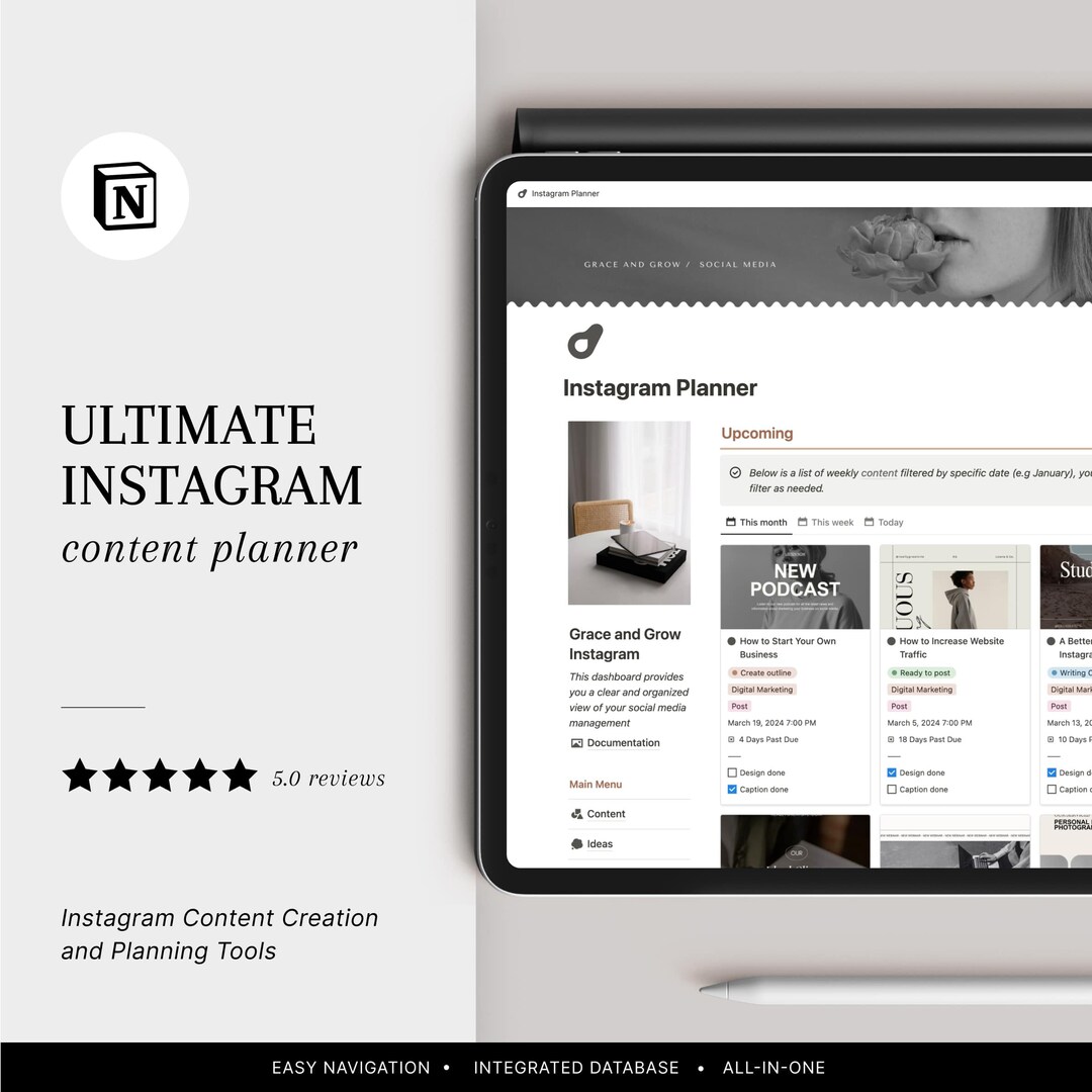 Notion Template Instagram Content Planner, Notion Social Media Planner ...