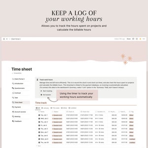 Notion Template Client Portal 2, Time Tracker for Freelancer, Virtual Assistant, Project ...