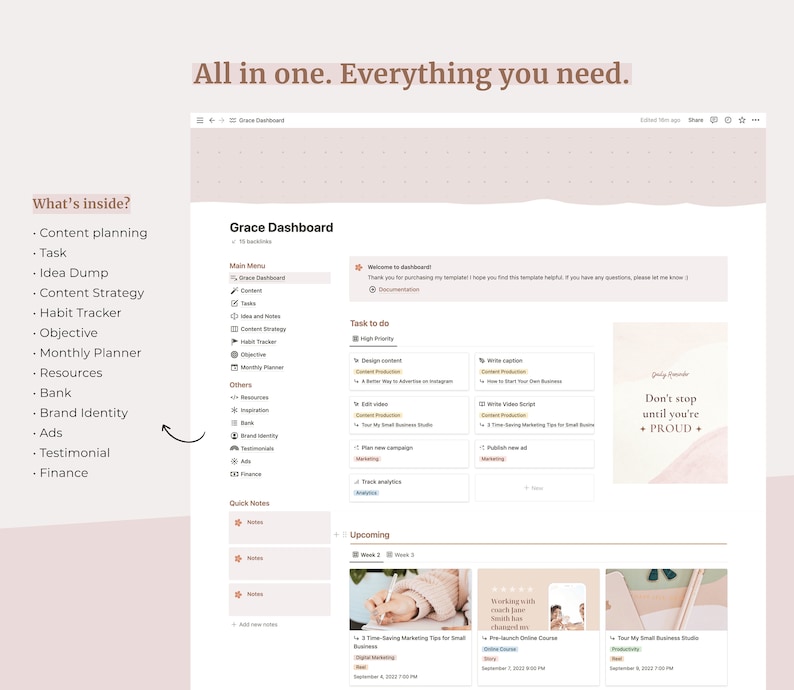 Notion Template Instagram Content Planner Notion Social Media - Etsy