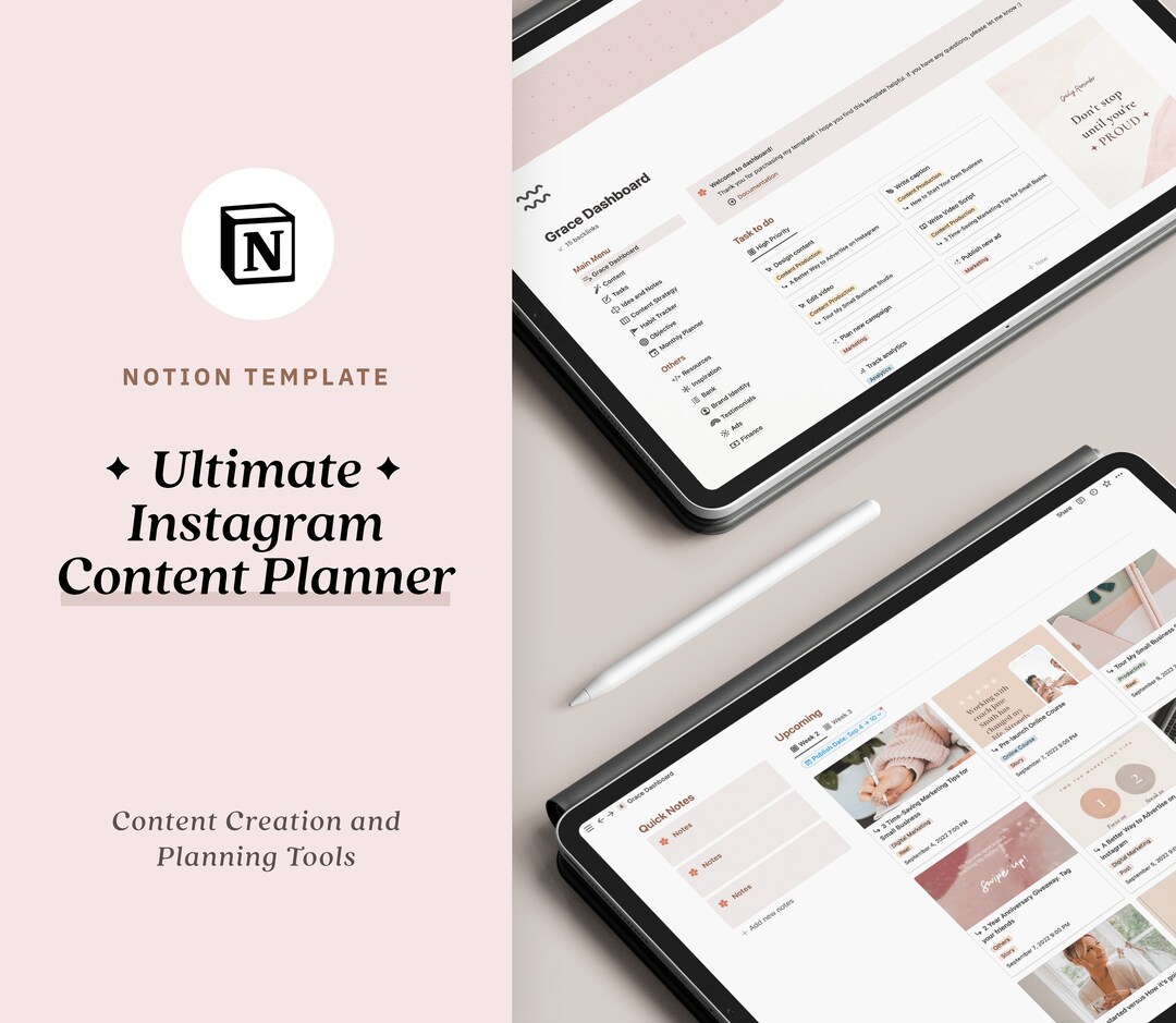 Notion Template Instagram Content Planner Notion Social Media - Etsy