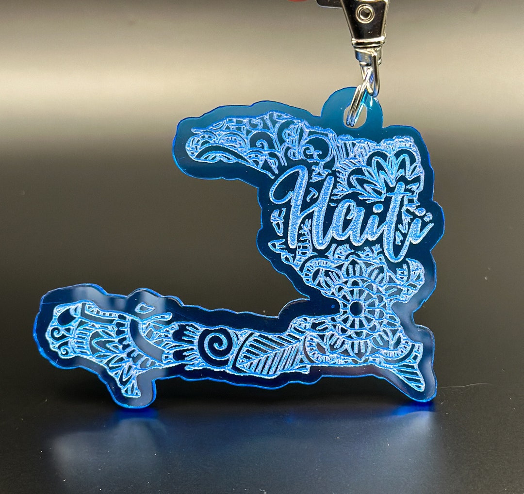 Haiti Keychain, Haiti Purse Charm, Blue Keyring, Backpack Charm - Etsy