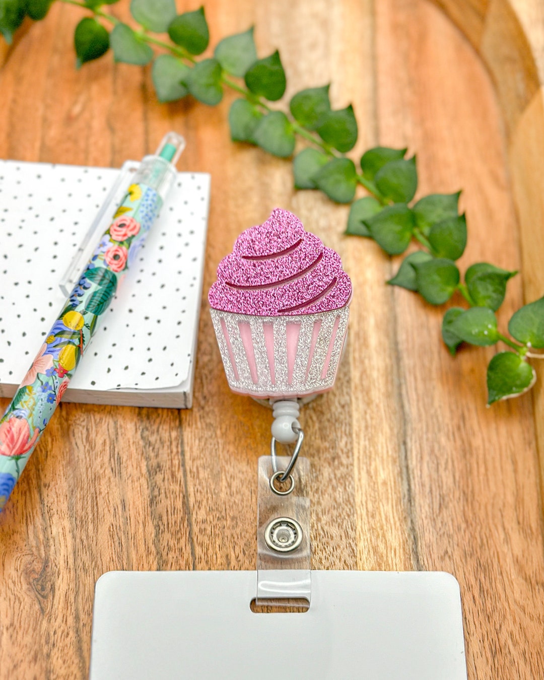 Cupcake Badge Reel Birthday Gift Retractable ID Badge Reel, Work, Nurse ...