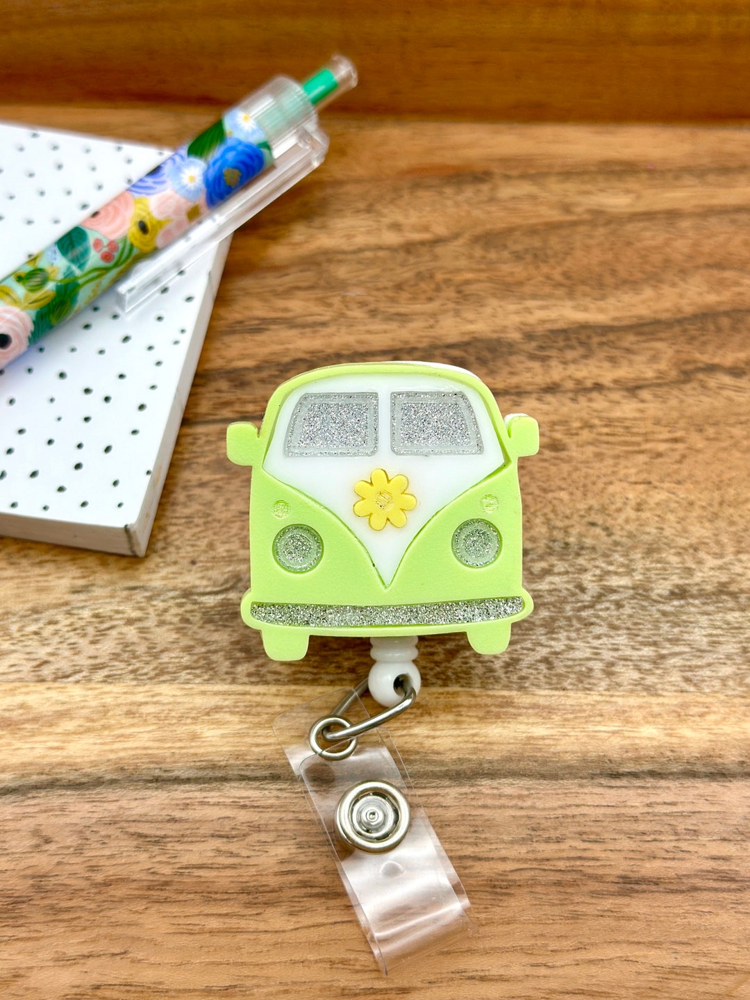 Bus Van Badge Reel Green Retractable ID Reel Badge Reel, Nurse Badge ...