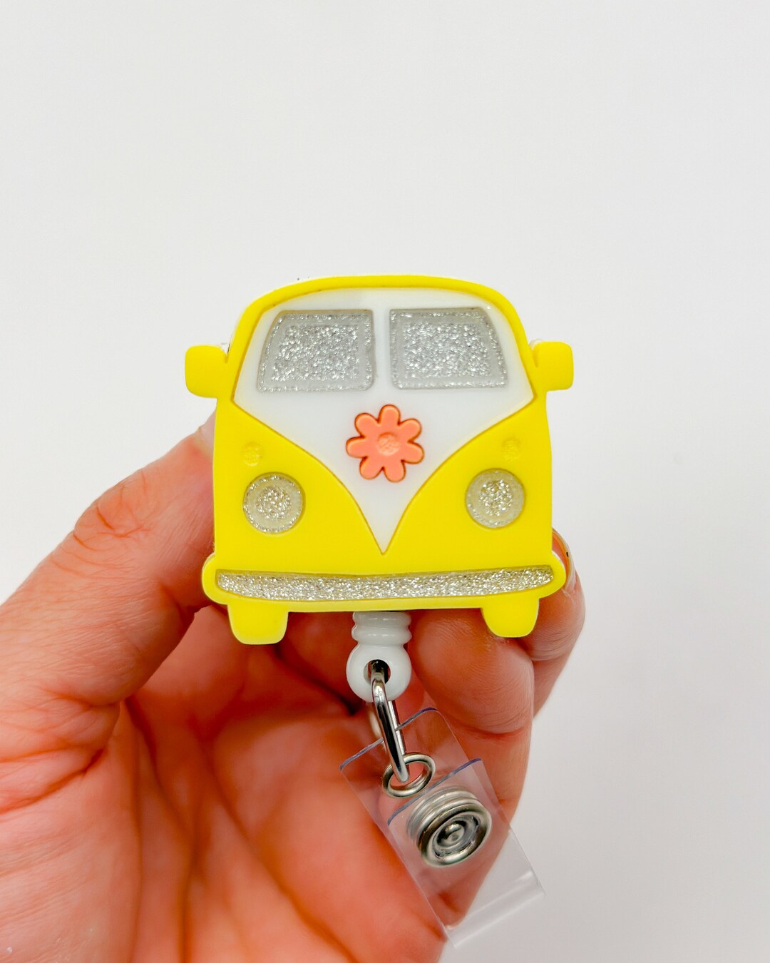 Hippie Chic Yellow Bus Badge Reel Retractable ID Reel Badge Reel, Nurse ...