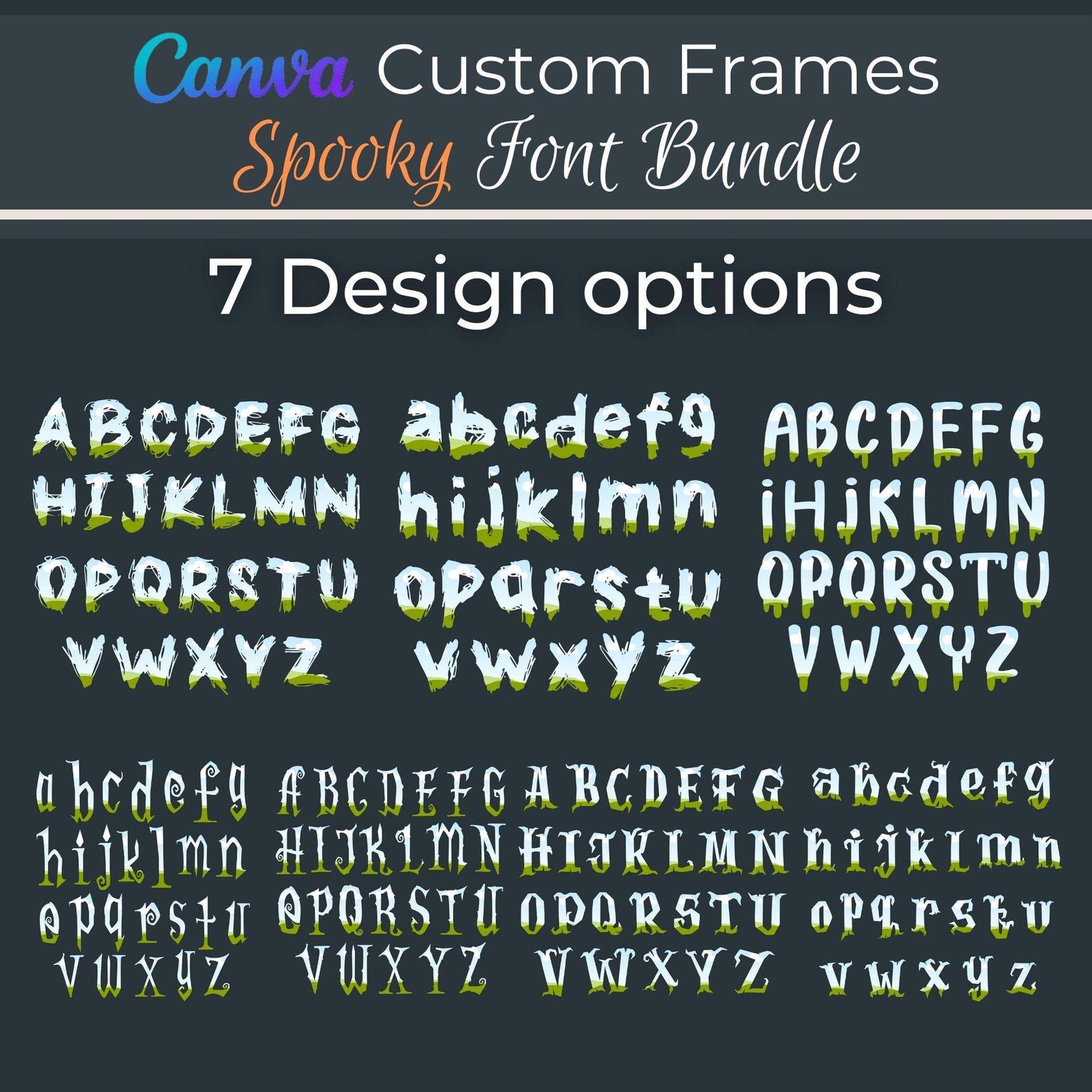 Spooky Halloween Font Canva Drag & Drop 234 Frames | SVG POD / Print on ...