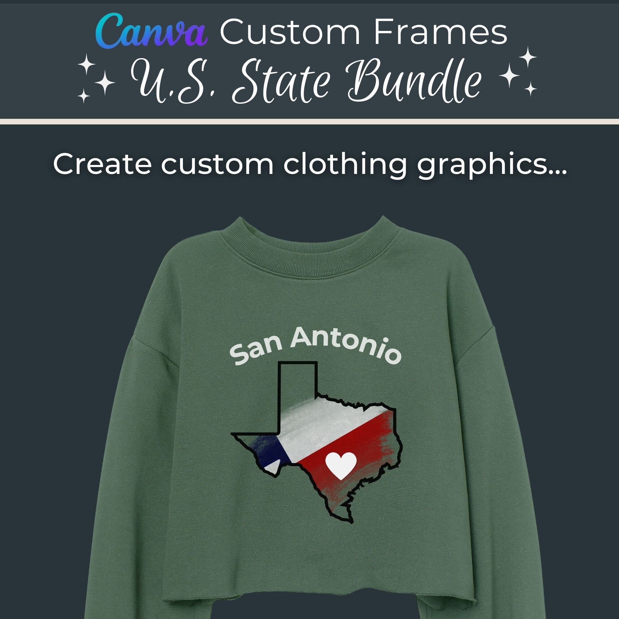 Canva Custom Frame Bundle State Shapes | SVG POD / Print on Demand ...