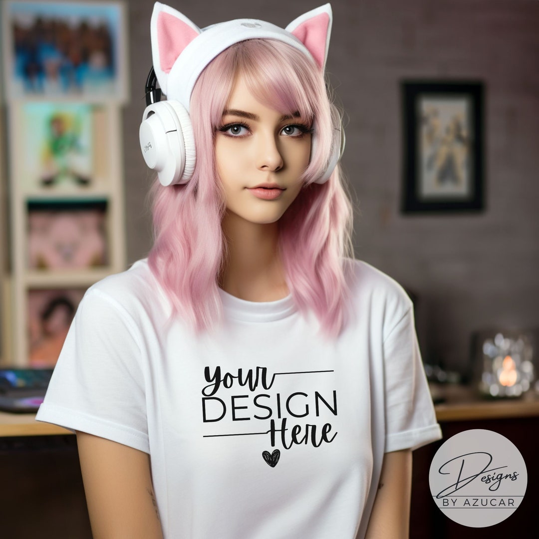 Gamer Girl Shirt Mockup | Gaming Tee Blank Template | Teen Digital ...