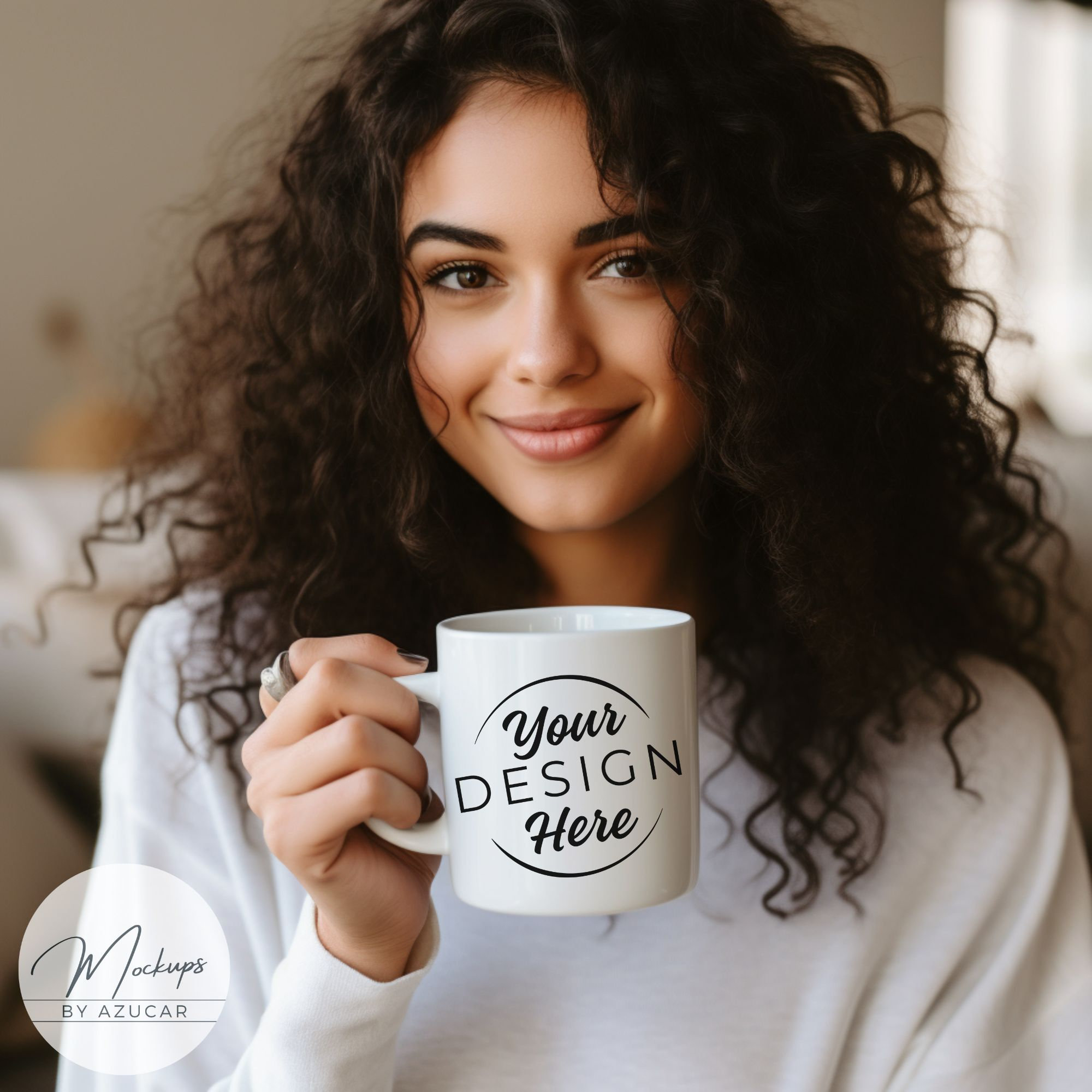 Mug Mockup With Model | Woman Holding Blank White Ceramic Mug ...