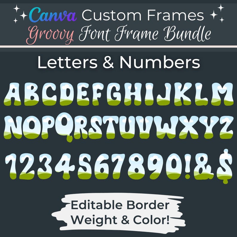 Groovy Canva Drag & Drop Frames Font SVG POD / Print on Demand Tools ...