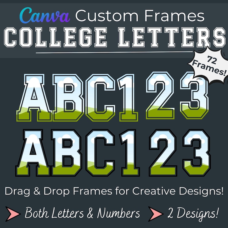 Canva Drag & Drop Frames in College Font | SVG POD / Print on Demand ...