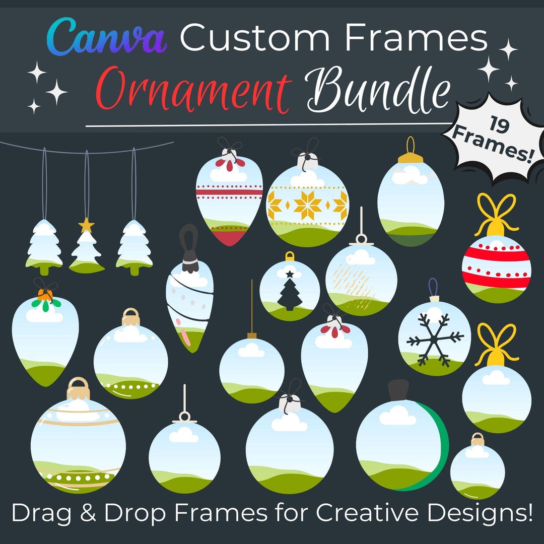 Canva Custom Frame Christmas Ornament Bundle | SVG POD / Print on ...