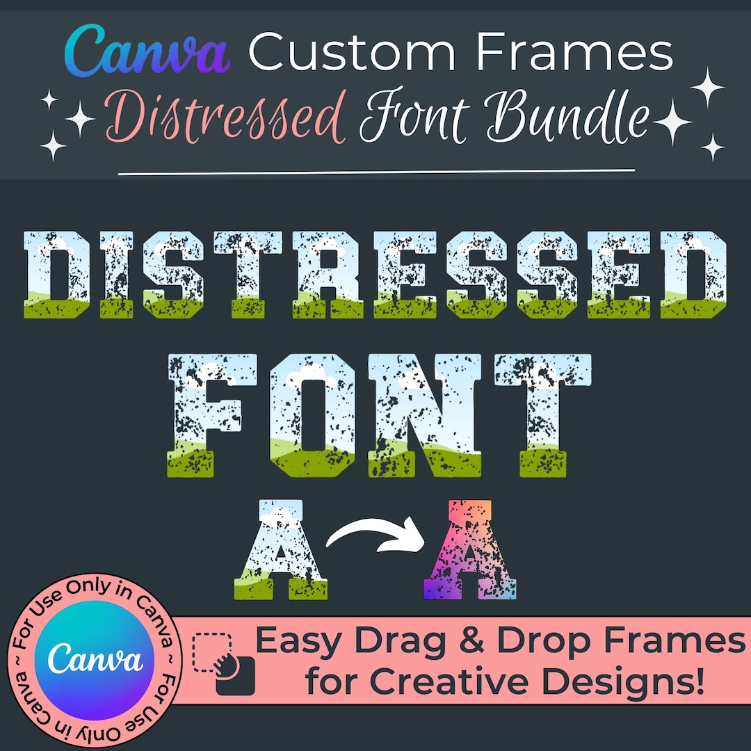 Canva Drag & Drop Frames in Distressed Font | SVG POD / Print on Demand ...