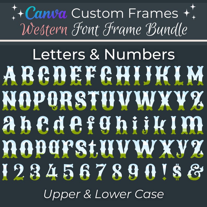 Western Canva Drag & Drop Frames Font | SVG POD / Print on Demand Tools ...
