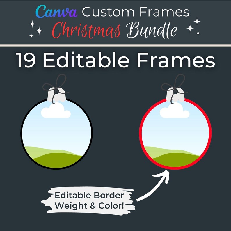 Canva Custom Frame Christmas Ornament Bundle | SVG POD / Print on ...