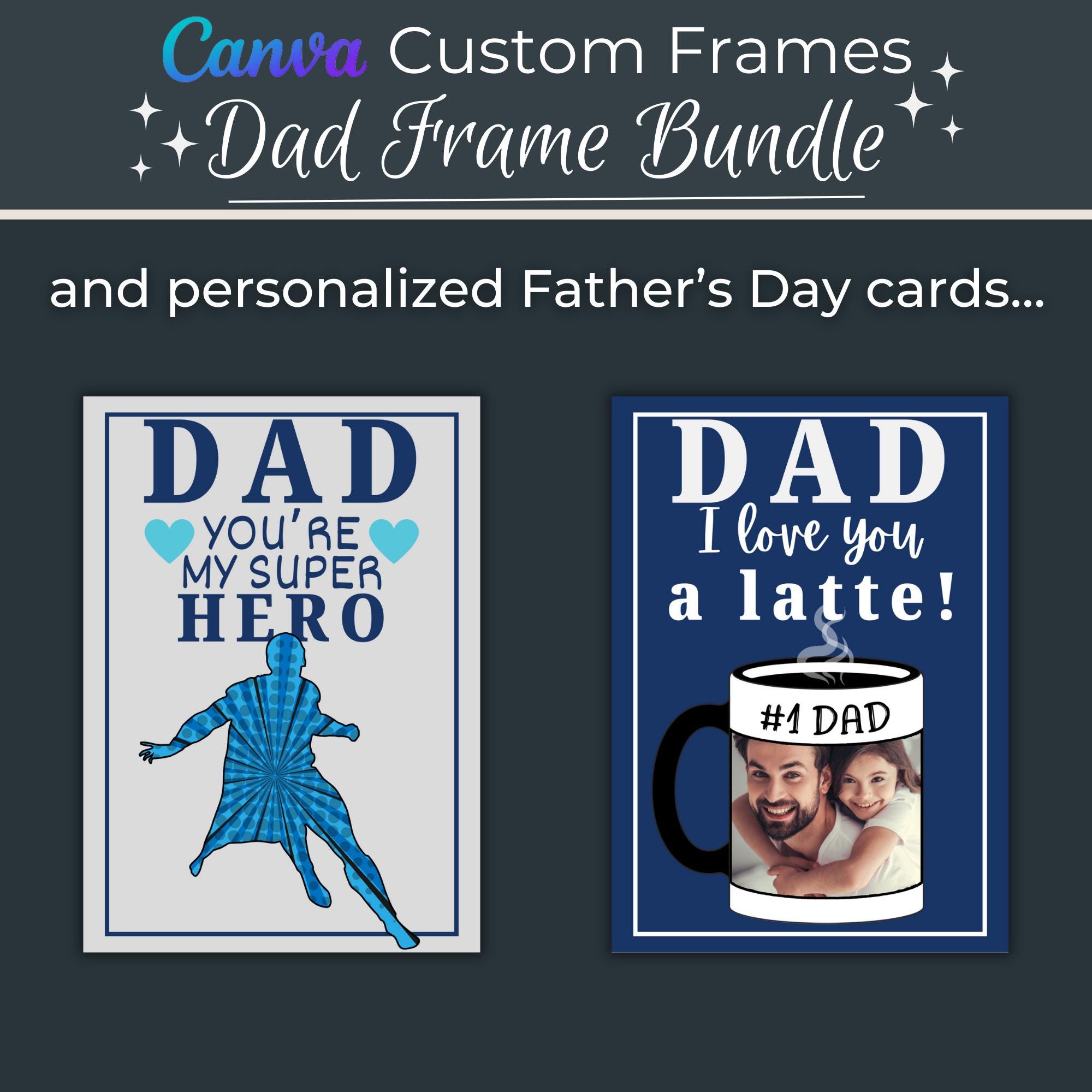 Canva Custom Frame Bundle Dad Photo Collage Father's Day Gift Photo ...