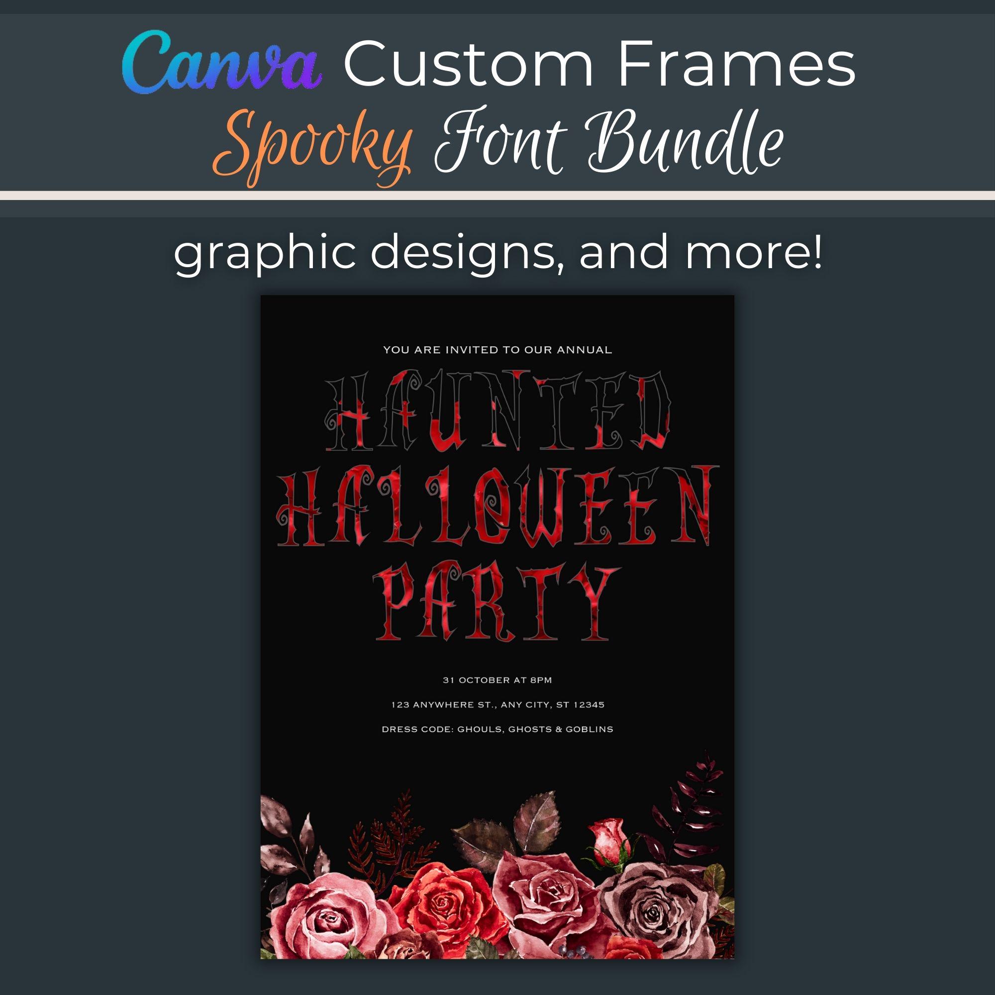 Spooky Halloween Font Canva Drag & Drop 234 Frames | SVG POD / Print on ...