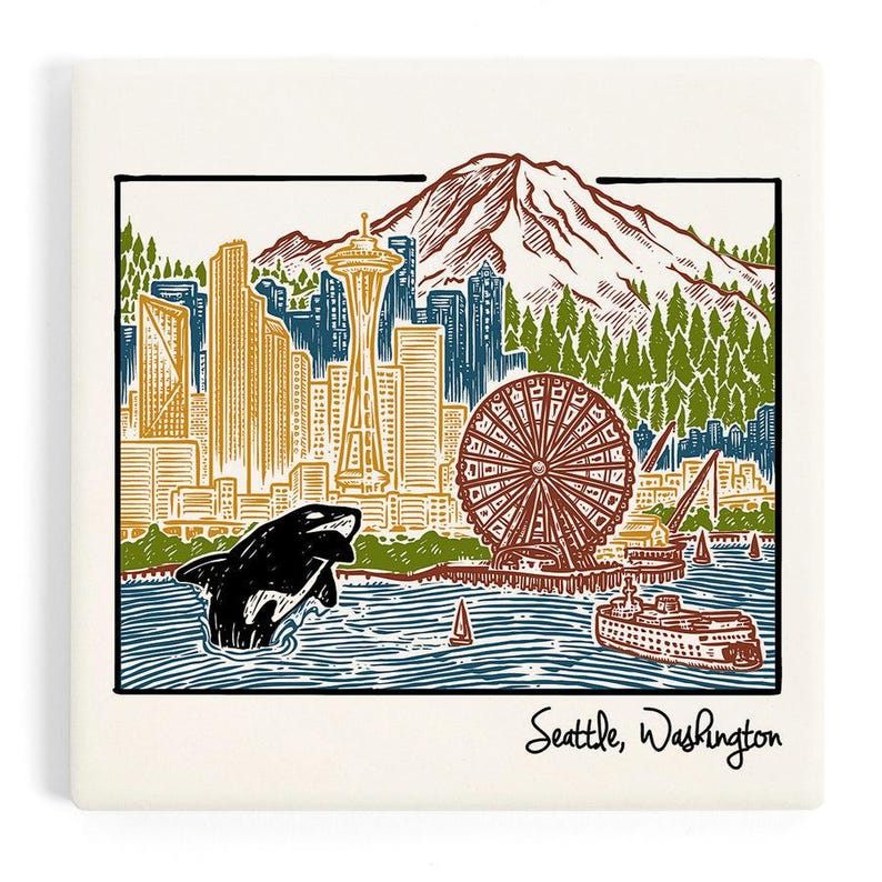 Seattle, Washington, Skyline, Coasters Poster - Etsy