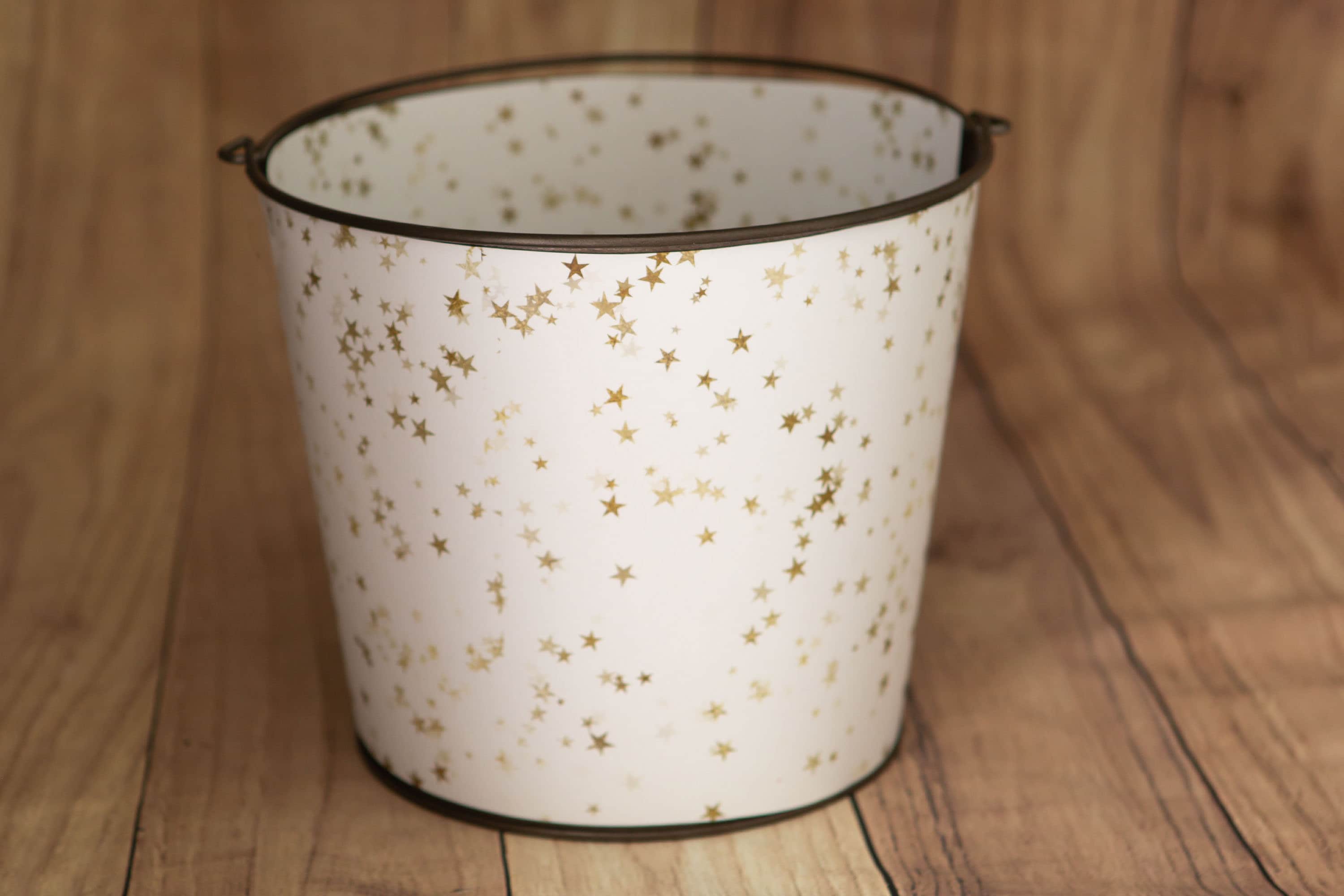 Printable Bucket Wrap, White With Gold Stars Photo Prop for Newborn ...