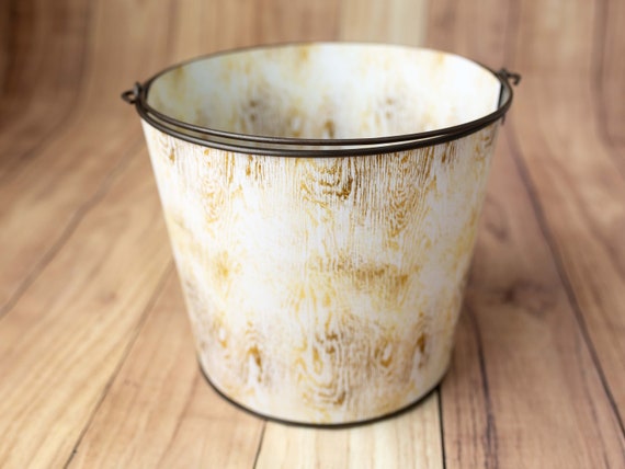 Printable Bucket Wrap White Wood With Gold Grain Design - Etsy
